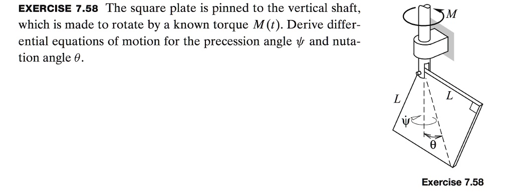 Exercise 7.58: The square plate is pinned to the vertical shaft, which ...