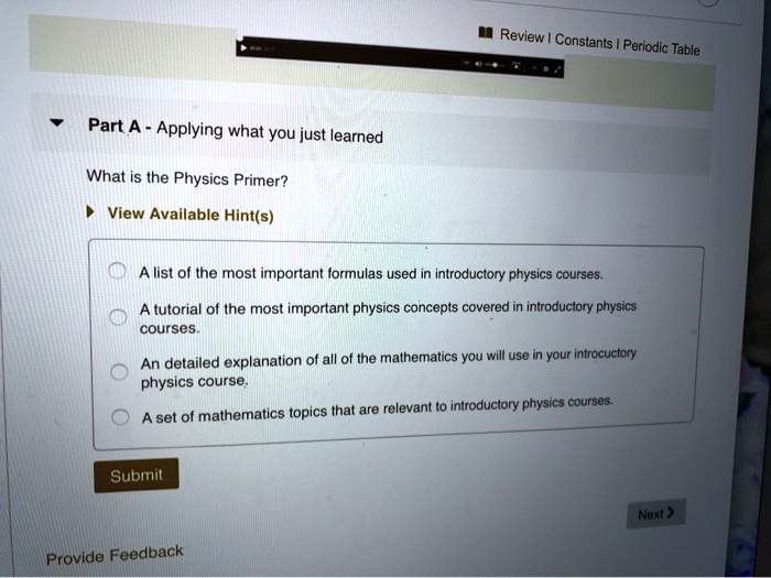SOLVED: Text: Review | Constants [ Periodic Table Part A - Applying ...