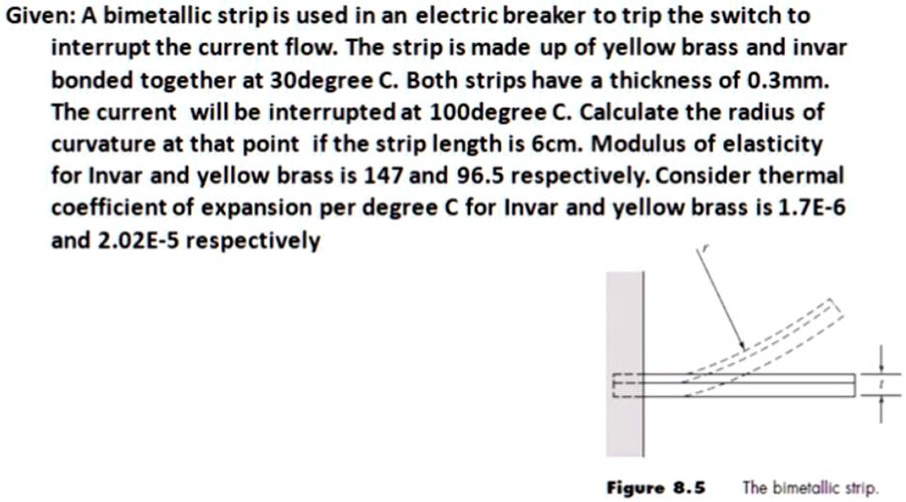 Given: A bimetallic strip is used in an electric breaker to trip the ...
