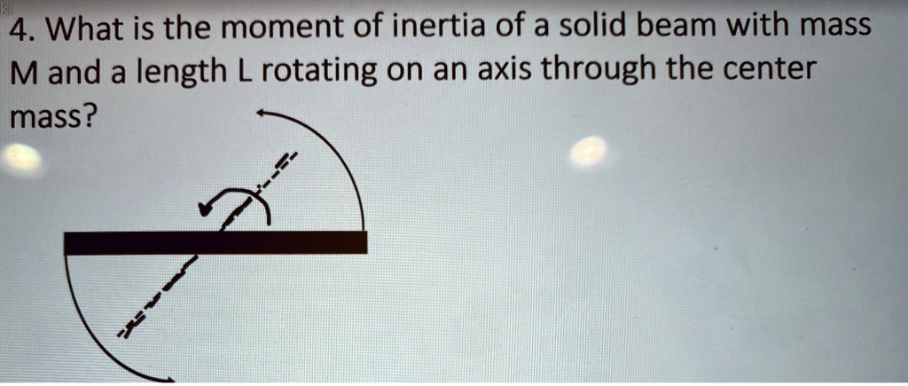 4. What is the moment of inertia of a solid beam with mass M and a ...