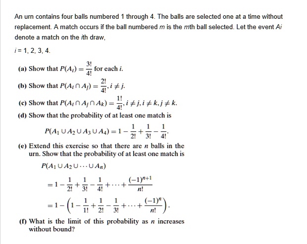 an urn contains four balls numbered through the balls are selected one ...