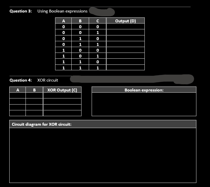 Solved Question 3 Using Boolean Expressions Output Dl Question 4 0974