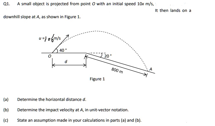 SOLVED: Q1 A small object is projected from point 0 with an initial speed 10 m/s. It then lands ...