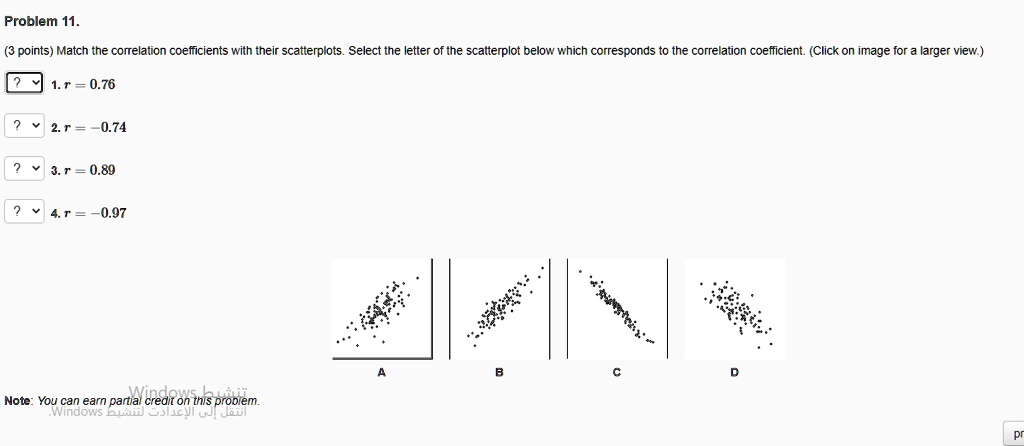 SOLVED: Problem 11 - Match the correlation coefficients with their ...