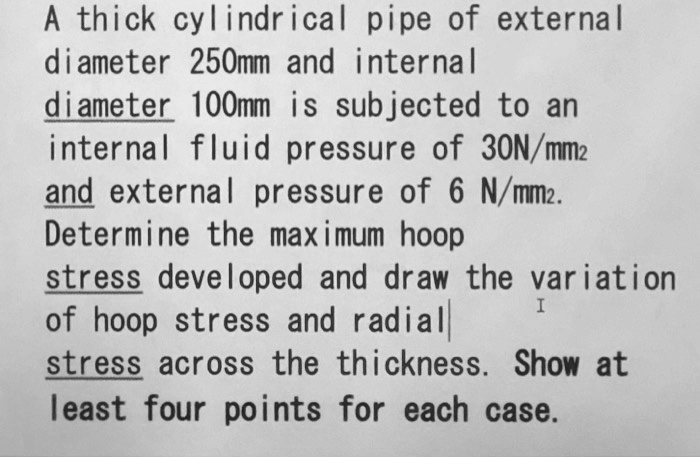 SOLVED: A thick cylindrical pipe of external diameter 250 mm and ...