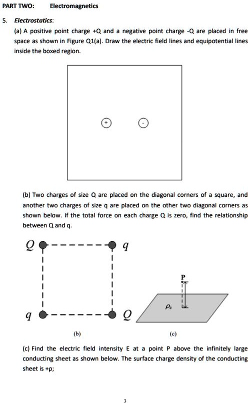SOLVED: PART TWO: Electromagnetics 5. Electrostatics: A positive point charge +Q and a negative ...