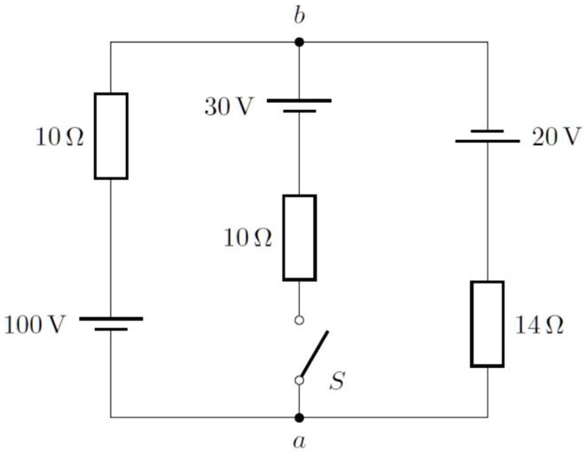 SOLVED: a) what is the potential difference Vab between points a and b when the switch is open?b ...
