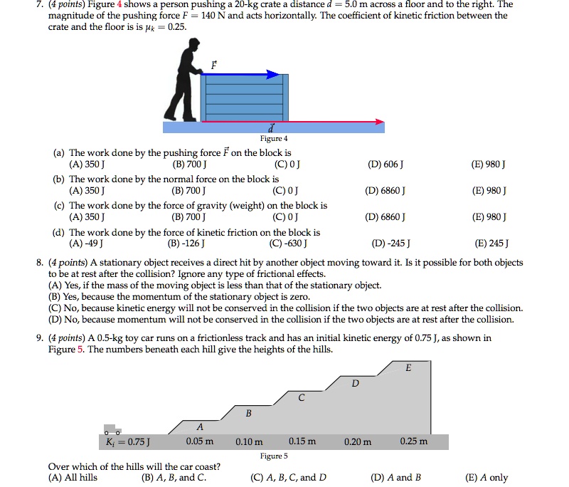 SOLVED: (4 points) Figure shows person pushing 20-Kg crate distance 5.0 ...