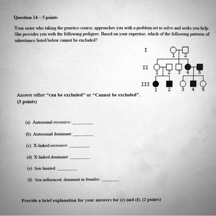 Solvedquestion 14 Points Your Sister Who Taking The Genetics Course Approaches You With 