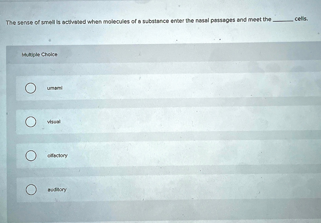the sense of smell is activated when molecules of a substance enter the ...