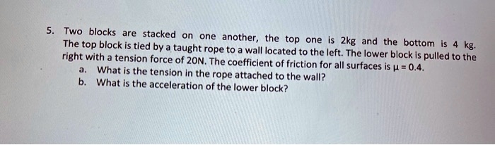 SOLVED: Two blocks are stacked one another; the top The top block is ...
