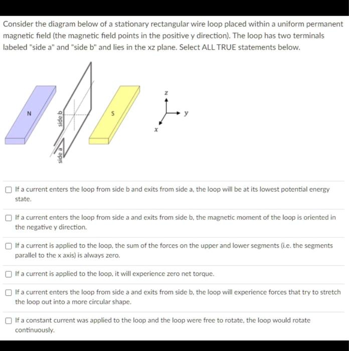 SOLVED: Consider the diagram below of a stationary rectangular wire loop placed within a uniform ...