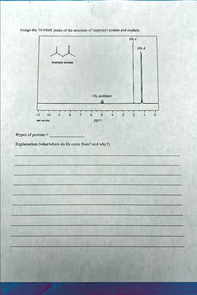 Assign the 'H-NMR peaks of the structure of isopropyl acetate and ...