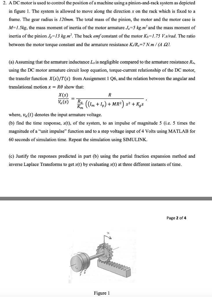 SOLVED: A DC motor is used to control the position of a machine using a ...