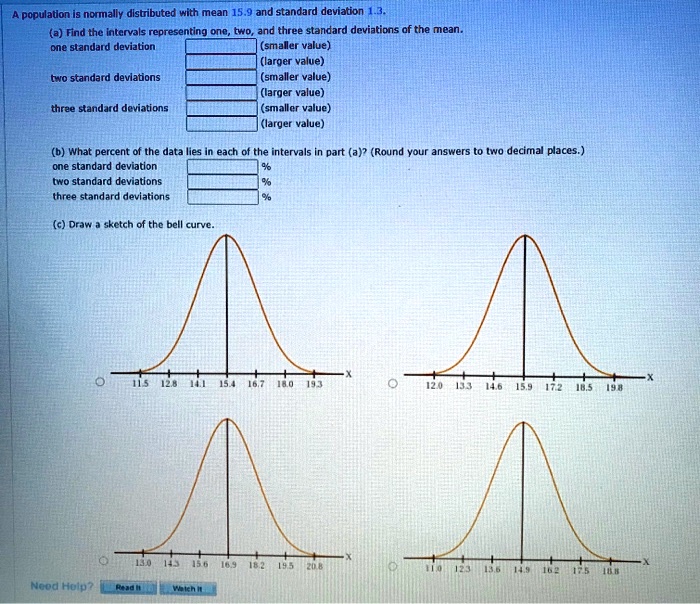 A population is normally distributed with mean 15.9 and standard ...