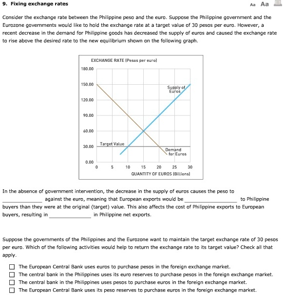 9. Fixing exchange rates Consider the exchange rate between the ...