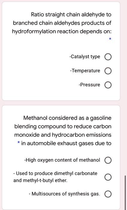 SOLVED:Ratio straight chain aldehyde to branched chain aldehydes ...