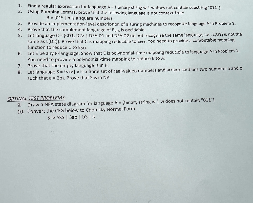 Solved Find A Regular Expression For Language A Binary String Ww Does Not Contain Substring 9130