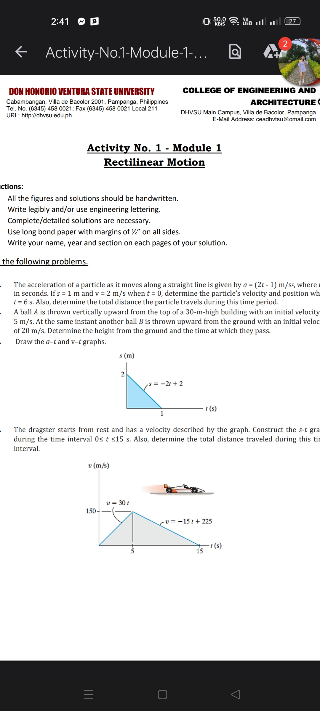 DON HONORIO VENTURA STATE UNIVERSITY COLLEGE OF ENGINEERING AND ...