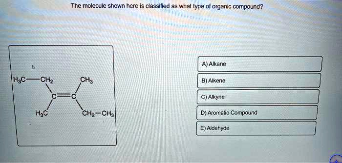SOLVED: The molecule shown here is classified as what type of organic ...