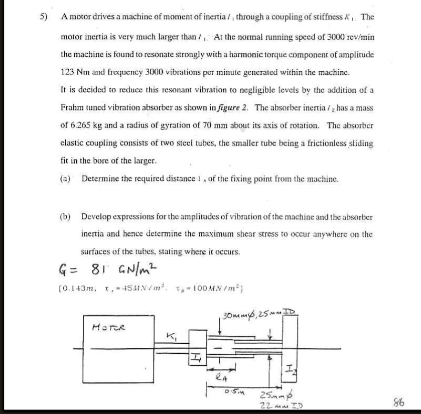 SOLVED: A motor drives a machine of moment of inertia through a ...