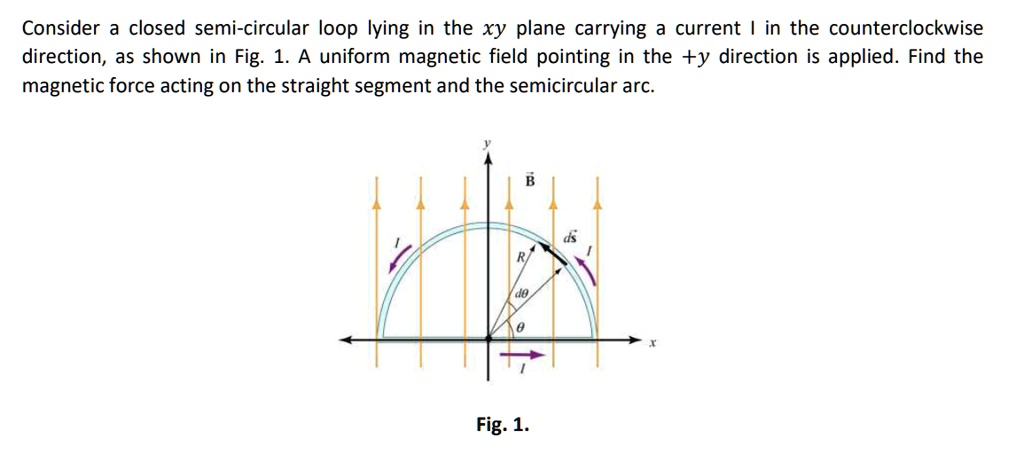 SOLVED: Consider a closed semi-circular loop lying in the xy plane ...