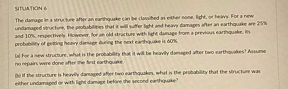 SOLVED: SITUATION 6: The damage in a structure after an earthquake can ...
