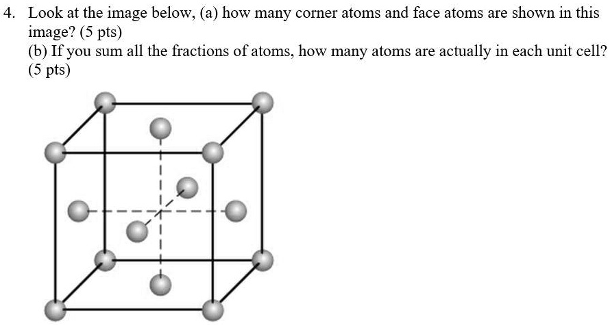 SOLVED: Look at the image below, a) how many corner atoms and face ...