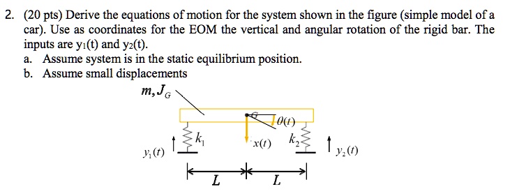 2. (20 pts) Derive the equations of motion for the system shown in the ...