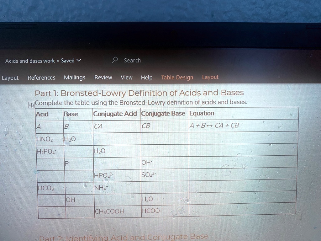SOLVED: Texts: Acids and Bases work-Saved v Search Layout References ...
