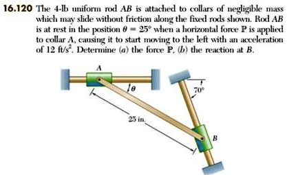 SOLVED: Hello - Help is so much appreciated! 16.120 The 4-lb uniform rod AB is attached to ...