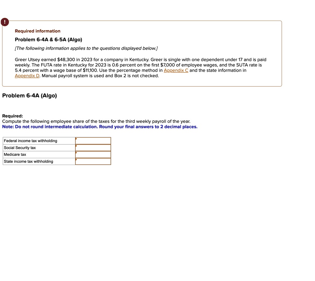 ! Required information Problem 6-4A 6-5A (Algo) [The following ...