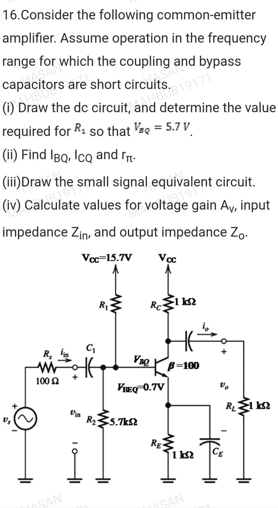 16consider the following common emitter amplifier assume operation in ... 16consider the following common emitter amplifier assume operation in ...