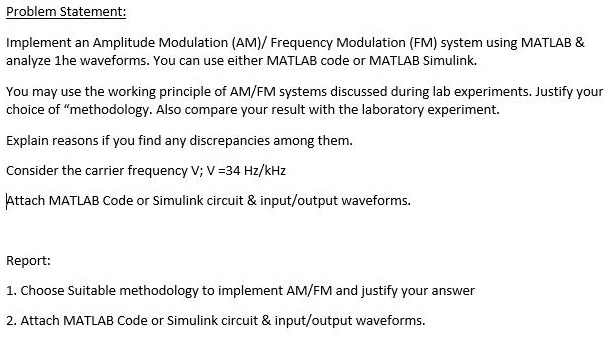 Solved Problem Statement Implement An Amplitude Modulation Am