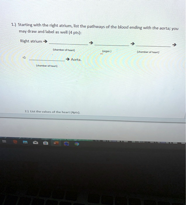 Starting with the right atrium list the pathways of the...
