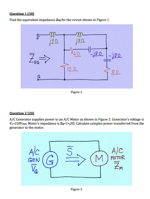 Question 1 [30] Find the equivalent impedance ZEQ for the circuit shown ...