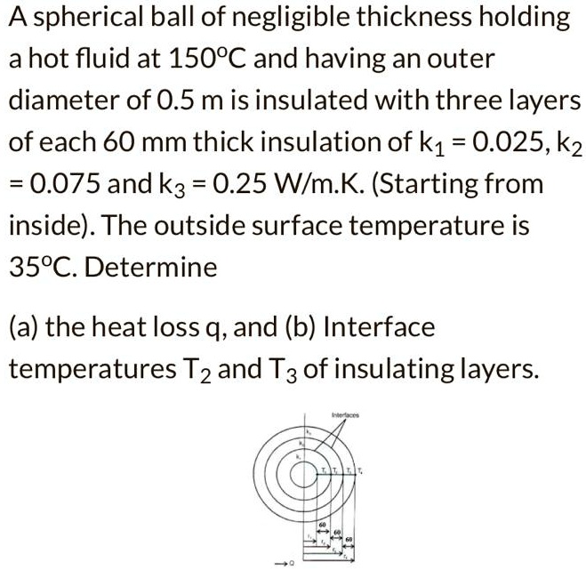 SOLVED: A spherical ball of negligible thickness holding a hot fluid at ...