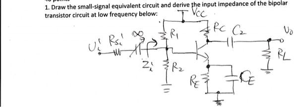 1. Draw the small-signal equivalent circuit and derive the input impedance of the bipolar ...
