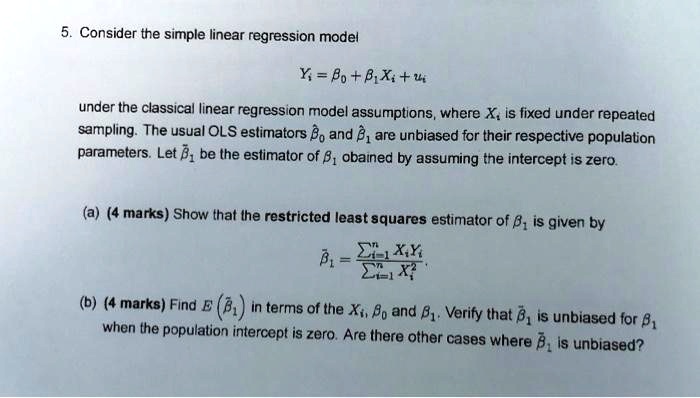 Solved Consider The Simple Linear Regression Model Y Î²0 Î²x U Under The Classical