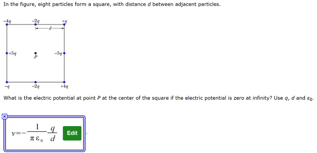 in the figure eight particles form square with distance d between adjacent particles what is the ...