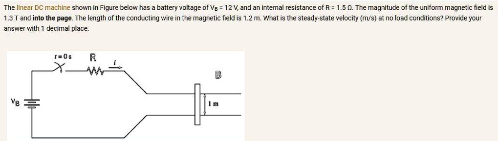 SOLVED: The linear DC machine shown in Figure below has battery ... SOLVED: The linear DC machine shown in Figure below has battery ...