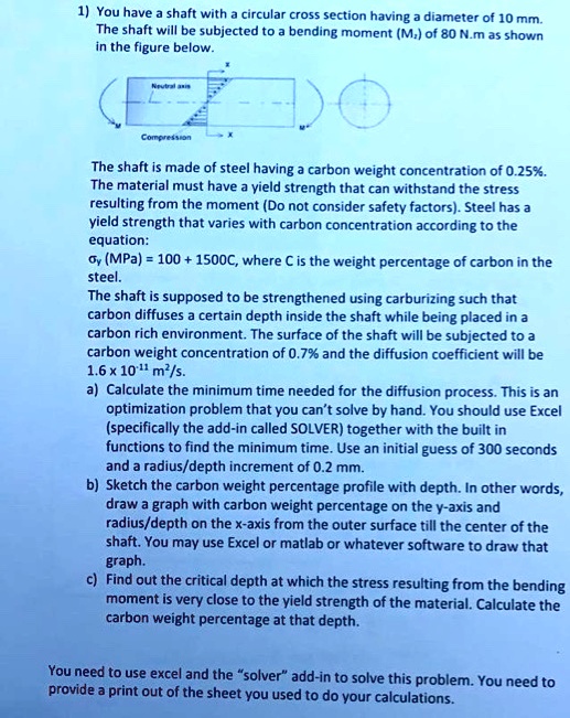 1) You have a shaft with a circular cross section having a diameter of ...