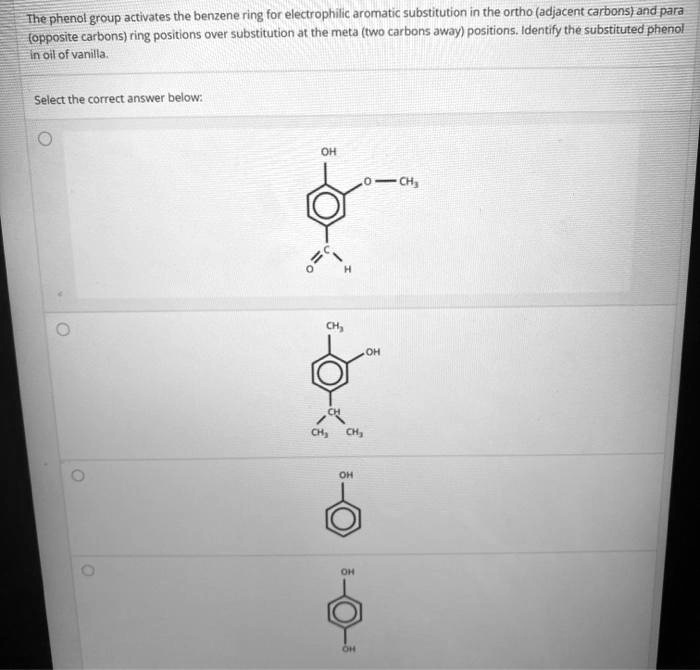 SOLVED: The phenol group activates the benzene ring for electrophilic ...