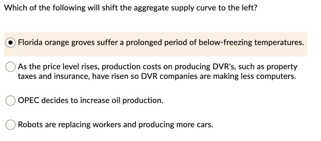 SOLVED: Which of the following will shift the Which of the following ...