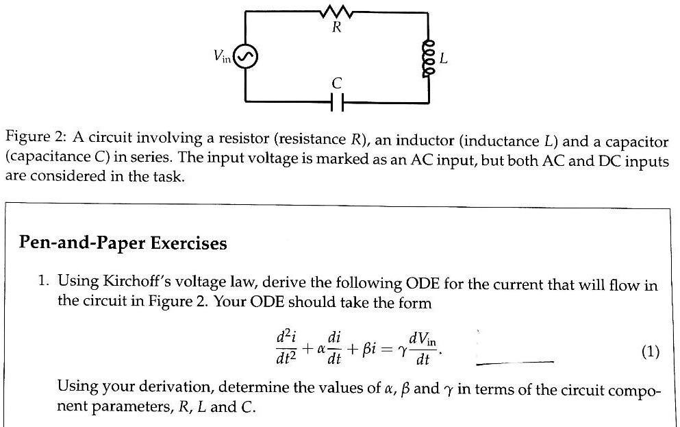 SOLVED: Figure 2: A circuit involving a resistor (resistance R), an inductor (inductance L), and ...