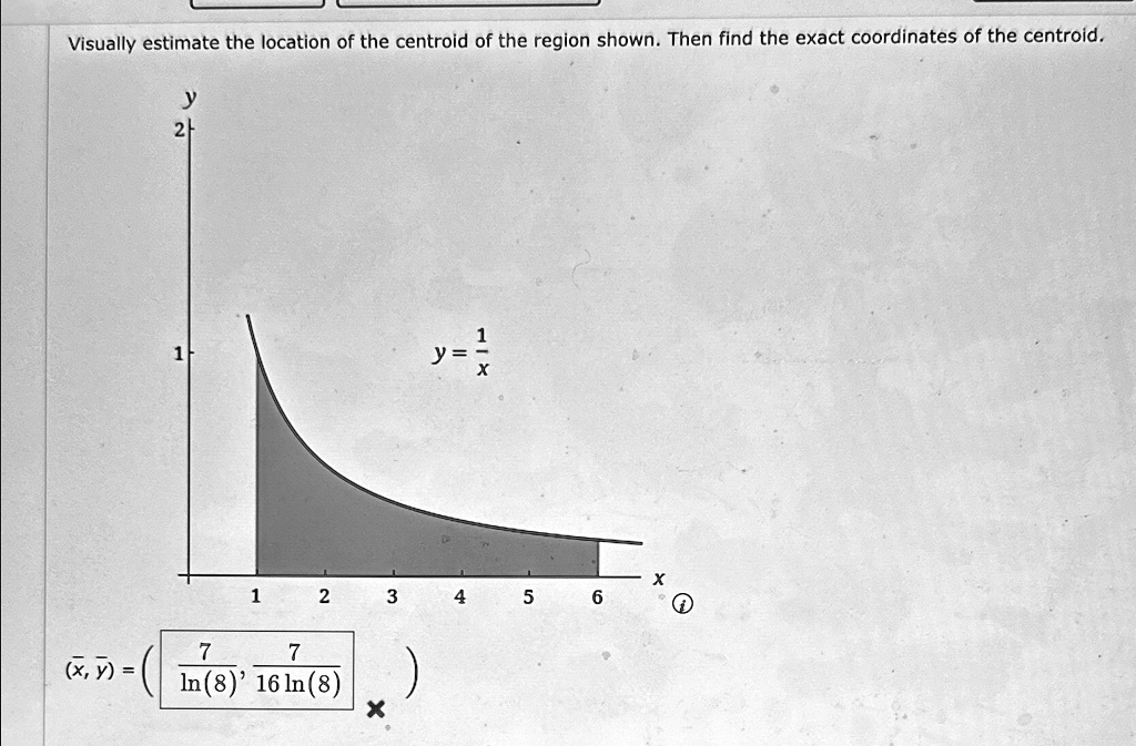 Visually estimate the location of the centroid of the region shown. Then find the exact ...
