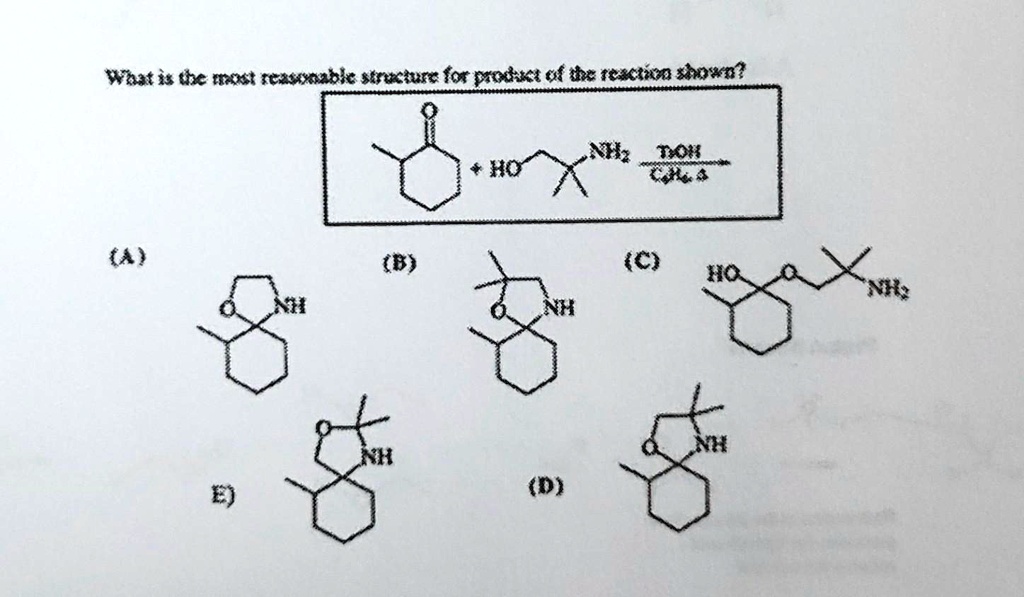 what is the most reasonable structure for the product of the reaction ...