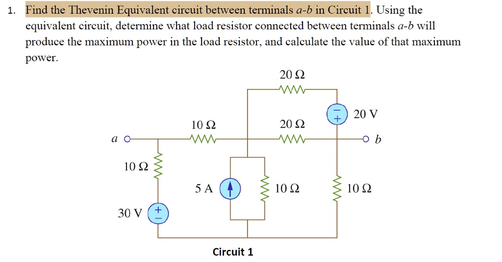 SOLVED: Find the Thevenin equivalent circuit between terminals a-b in the following circuit ...