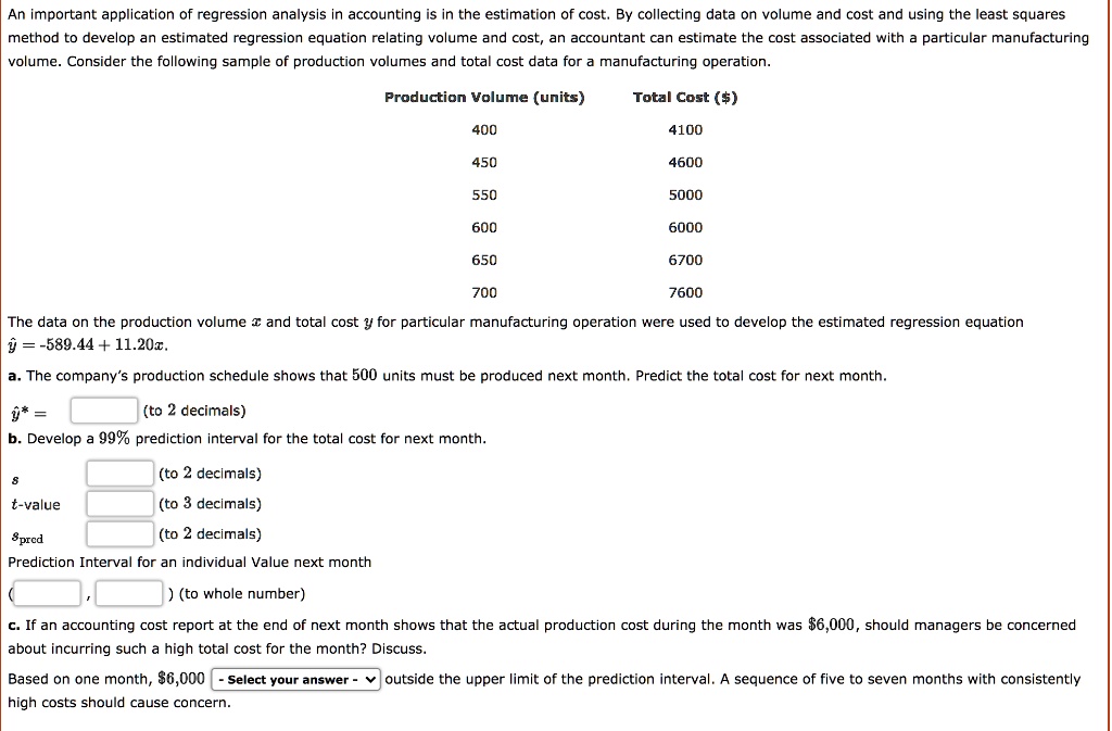 Solved An Important Application Of Regression Analysis In Accounting Is
