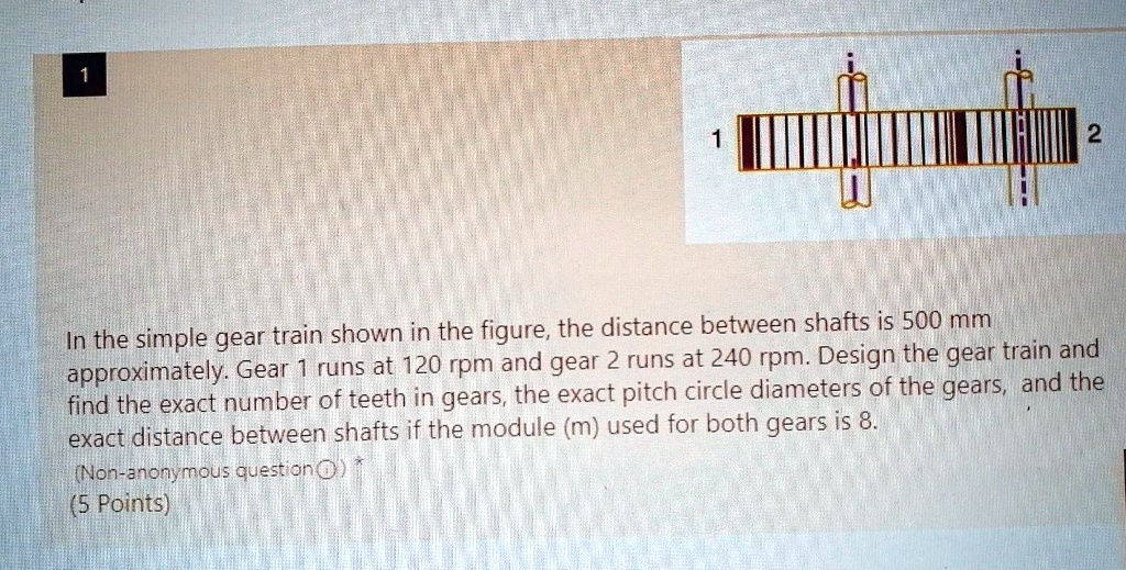 SOLVED: In the simple gear train shown in the figure, the distance ...